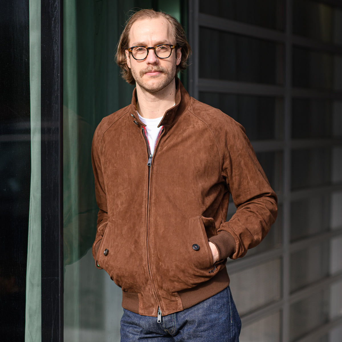 Baracuta G9 Suede Harrington Jacket Chocolate│Buy now!