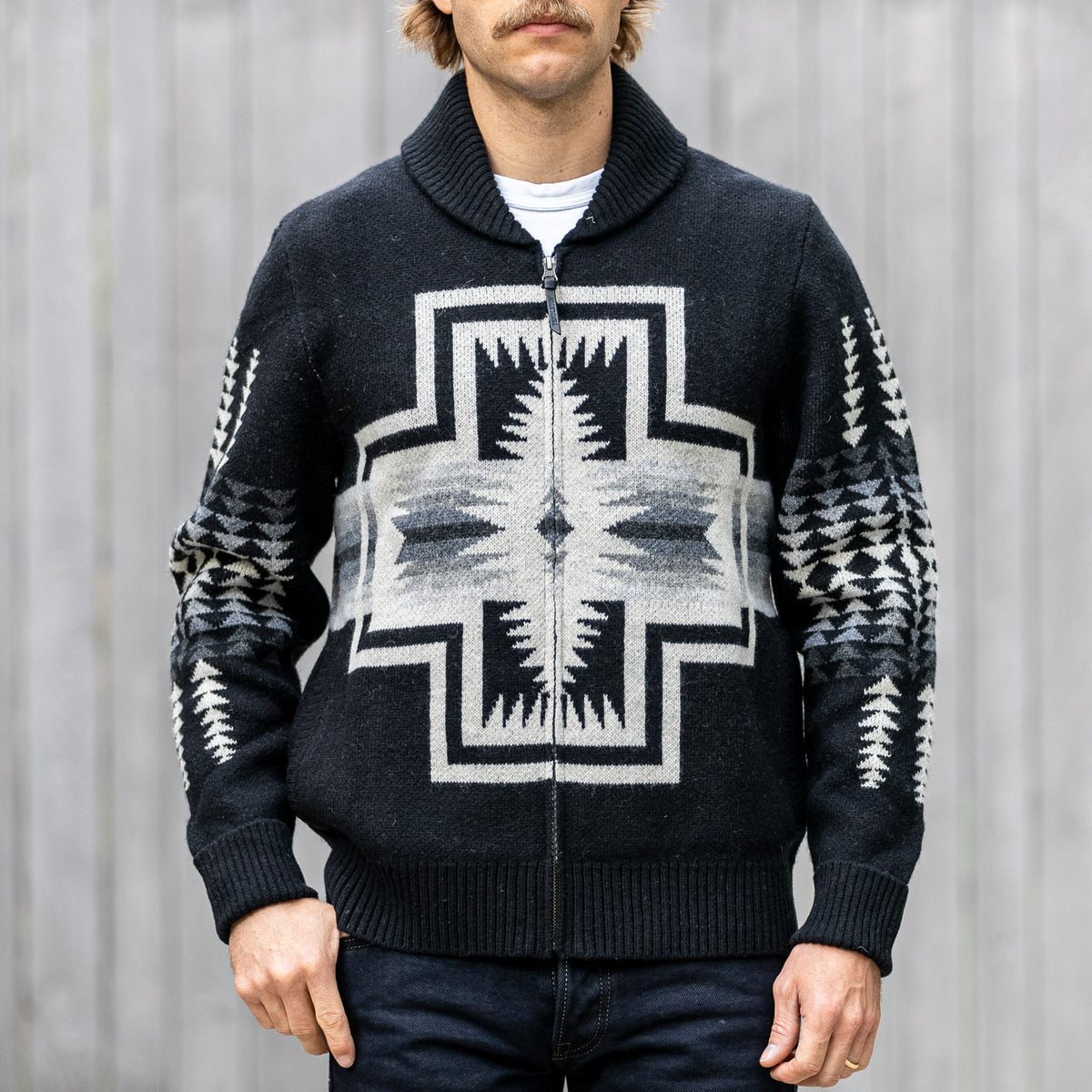 Pendleton Harding Lambswool Full Zip Cardigan – Black Pearl