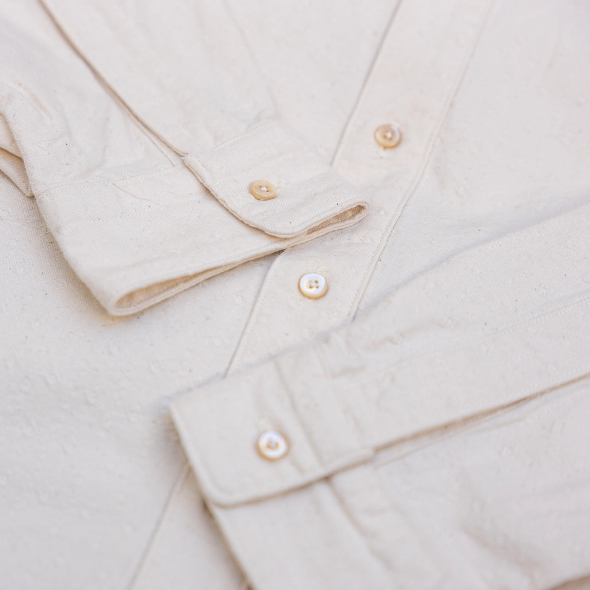 Prequel 7.5oz Dobby Stripe Stand-Up Collar Shirt - Natural