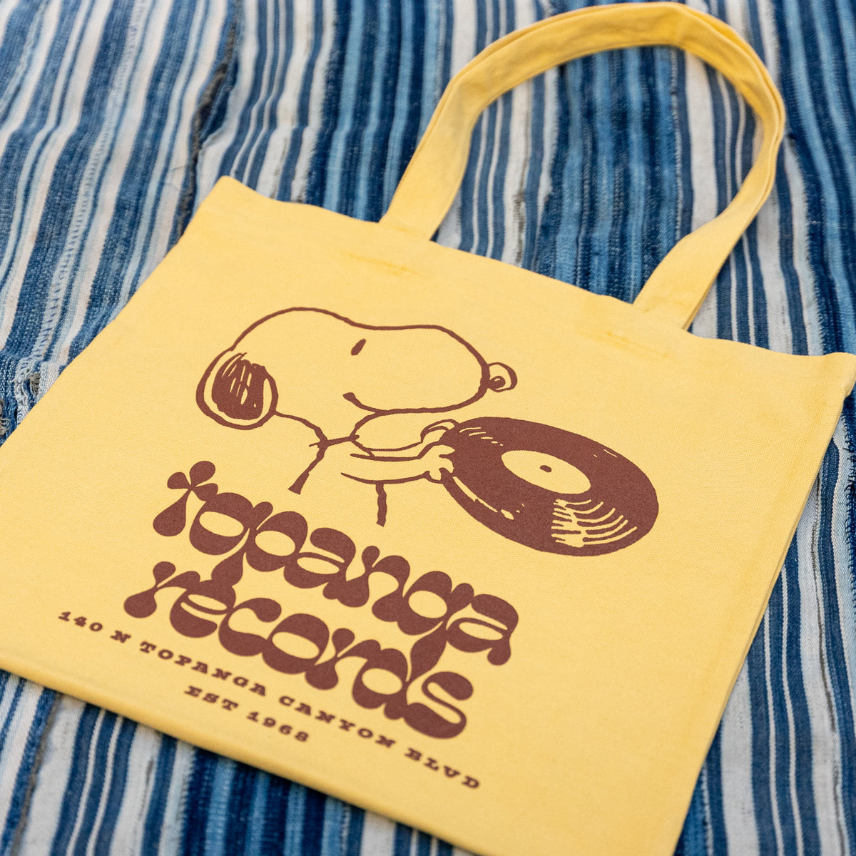 TSPTR Peanuts ‘Topanga Records’ Canvas Tote Bag – Ochre / Snoopy – Statement - The Denim Store