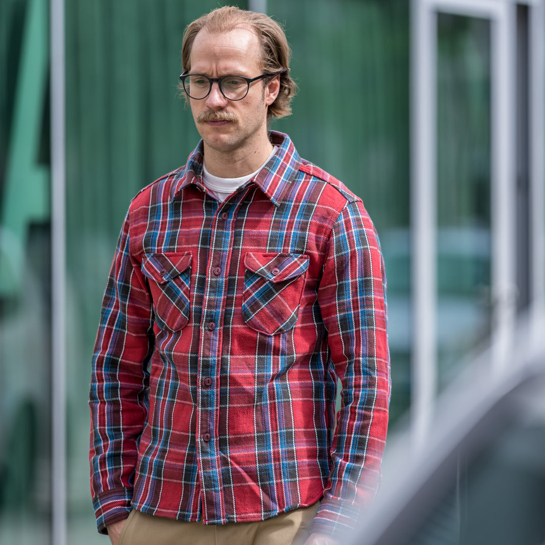 UES 14.5oz Selvedge Flannel Shirt Red – Made in Japan