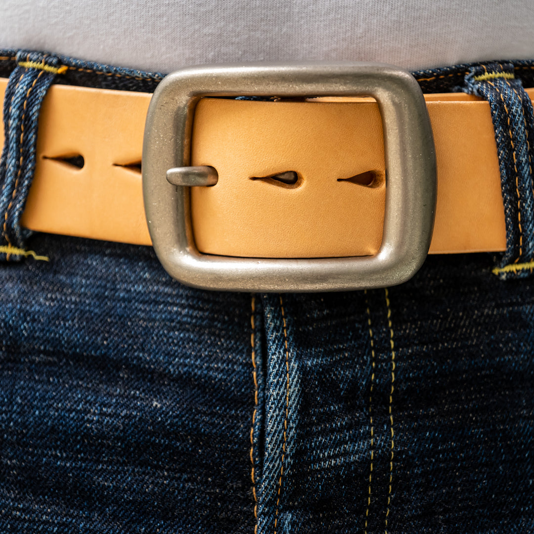 Samurai Heavy Curve Belt Natural - Premium Japanese Denim Leather Belt