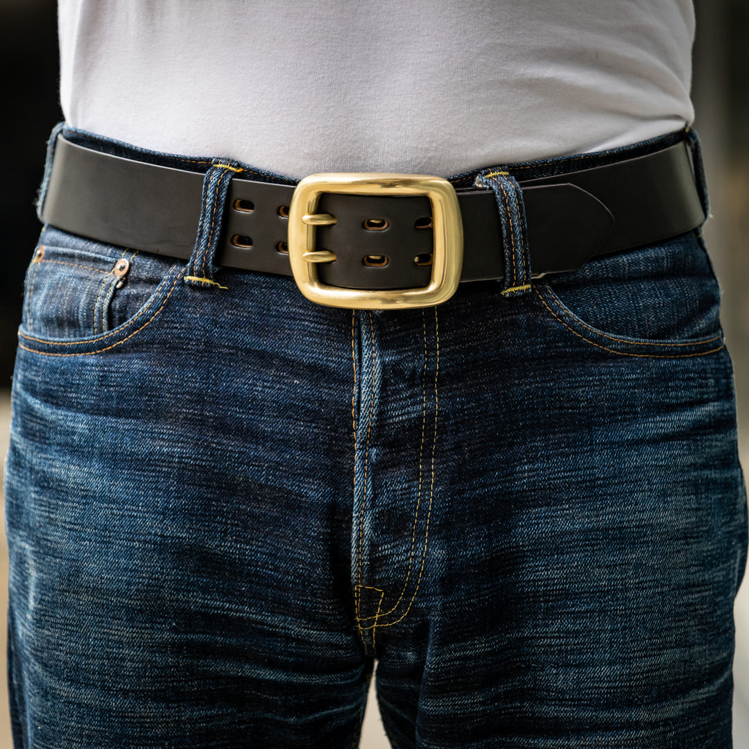 Samurai 2-Prong Heavy Curve Belt Black | Premium Japanese Denim Belt
