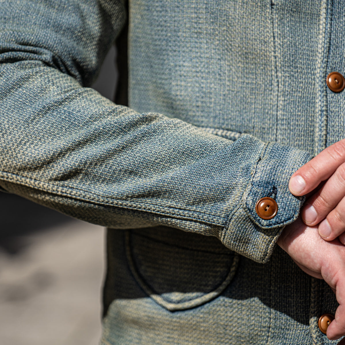 Scarti Lab Indigo Dobby Cossack Jacket – Old West Wash