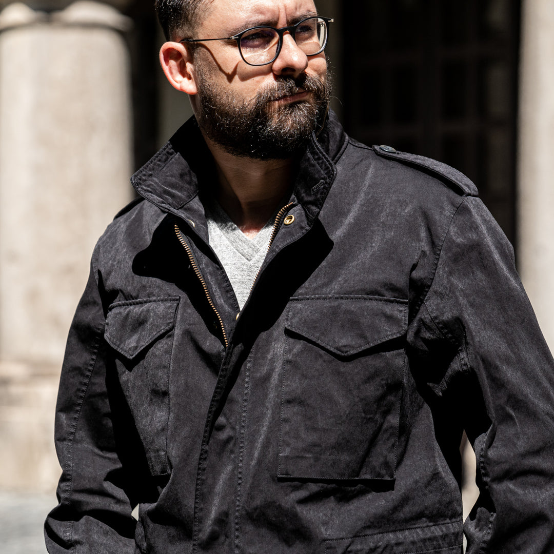 Ten C 13oz OJJ Field Jacket Black | M65 Military Style | Made in Italy