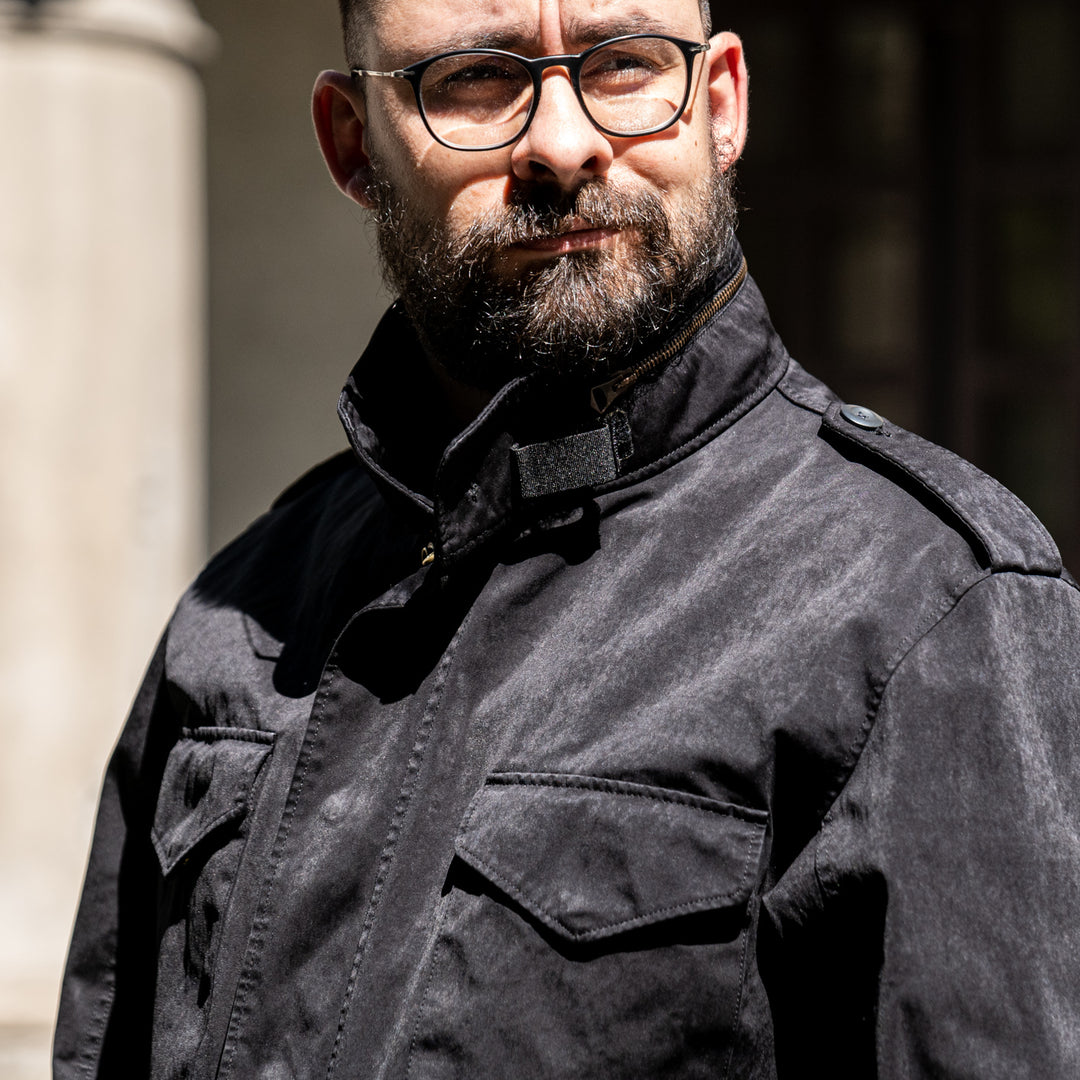 Ten C 13oz OJJ Field Jacket Black | M65 Military Style | Made in Italy