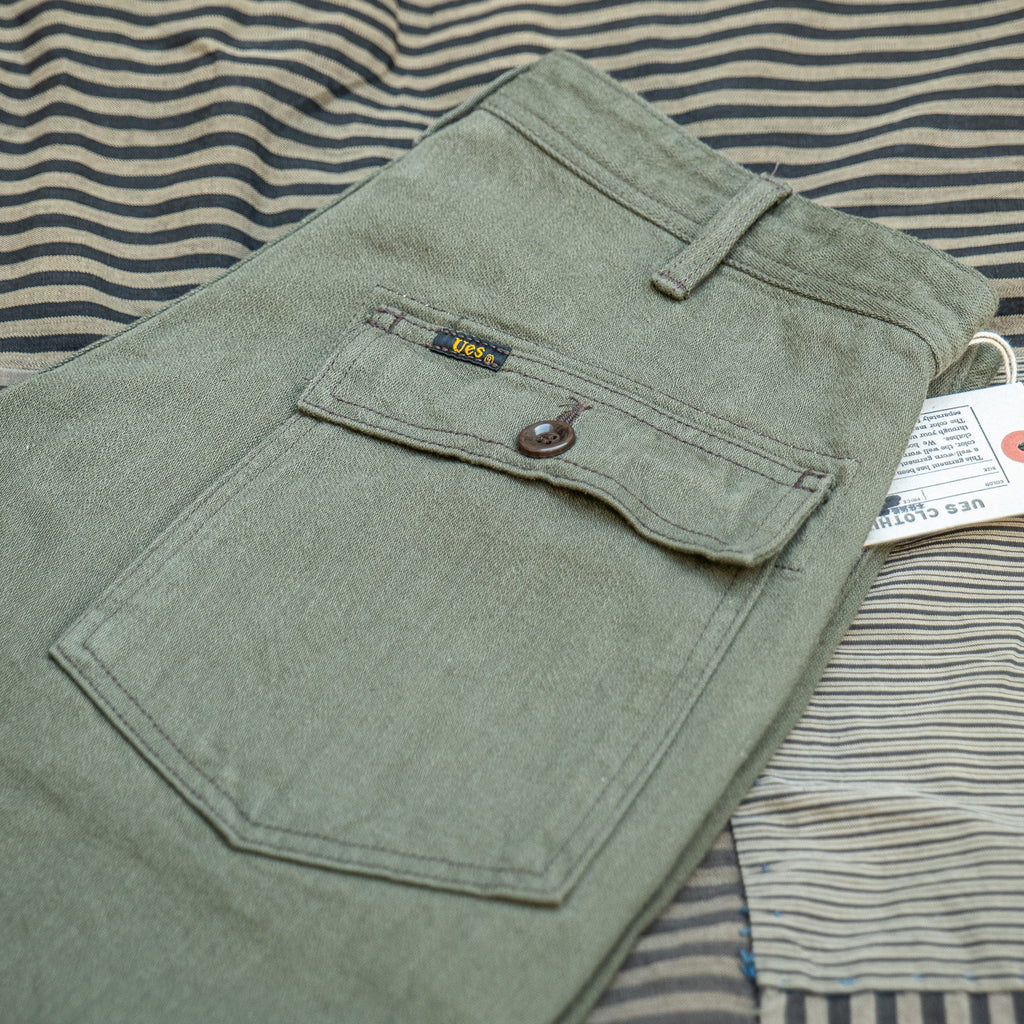 UES B402 13,2oz Selvedge Sateen Baker Pants – Olive