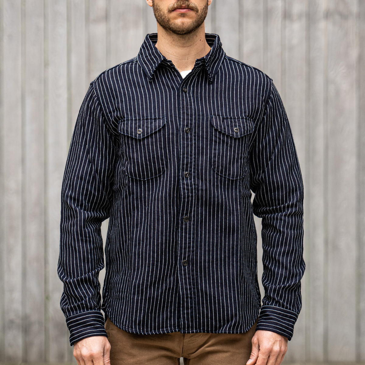 UES 14.5oz Heavy Selvedge Flannel – Indigo Stripe
